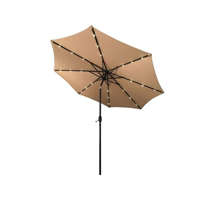 ALEKO Solar LED Lighted Tilting Outdoor Patio Table Umbrella 10 Feet ...