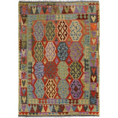 Arshs Fine Rugs Arya Collection Derick Handwoven Blue/Beige Wool Rug (5 ...