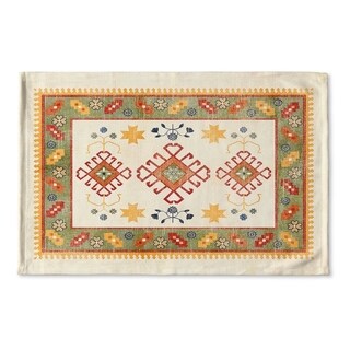 Kavka Designs Ivory/Green/Grey/Red Baize Ivory Flat Weave Bath mat (2 ...