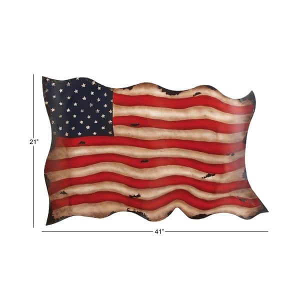 Red Metal Indoor Outdoor American Flag Home Wall Decor - Bed Bath ...