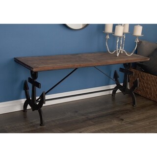 Coastal Rectangular Fir Wood and Iron Anchor Bench by Studio 350 - Bed ...
