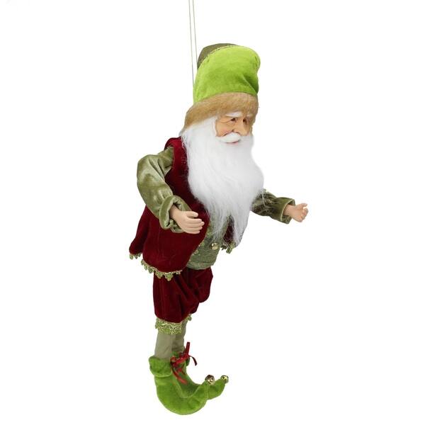 18" Red and Green Poseable Whimsical Elf Christmas Figurine - Bed Bath ...