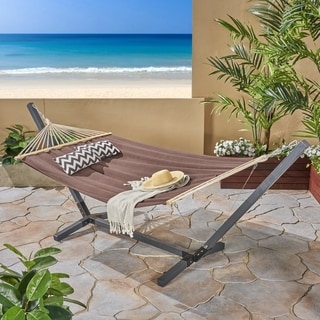 Aspen Outdoor Water Resistant Hammock with Grey Larch Wood Frame by ...