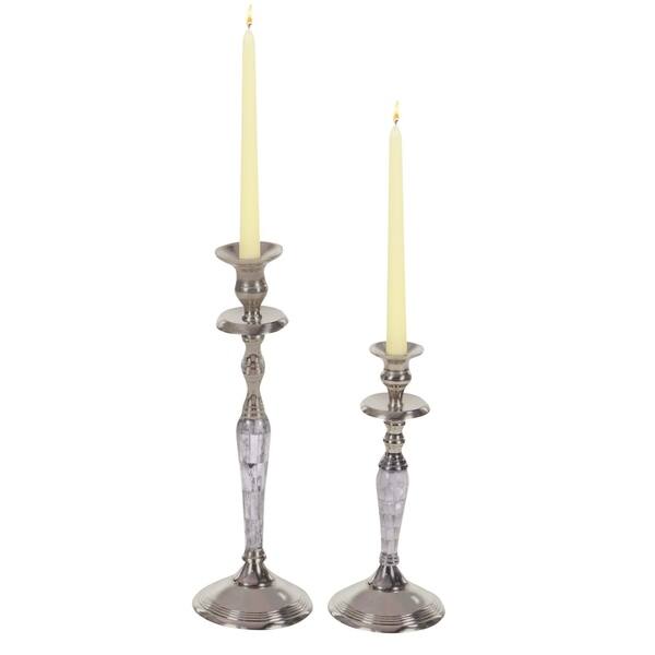 Studio 350 Aluminum Inlay Candle Holder Set of 2, 11 inches, 15 inches ...