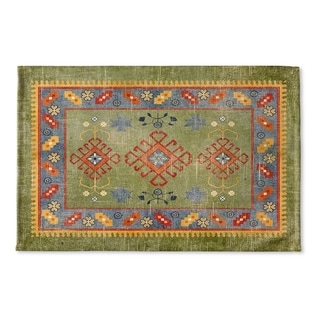 Kavka Designs Green/Yellow/Blue Baize Green Flat Weave Bath mat (2' x 3 ...