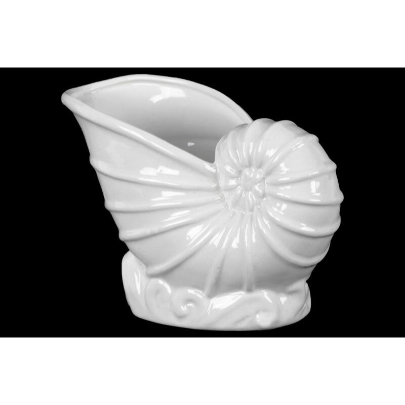 Nautilus Seashell Sculpture - White - Benzara - Overstock - 17330327