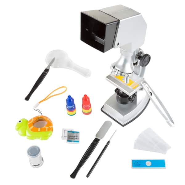 Hey! Play! Microscope 18-piece Educational Science Set, 4-Way ...