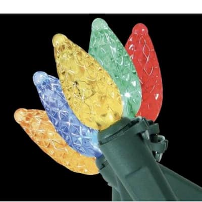 Set of 20 Multi Color C3 LED Battery Operated Christmas Lights - Green ...