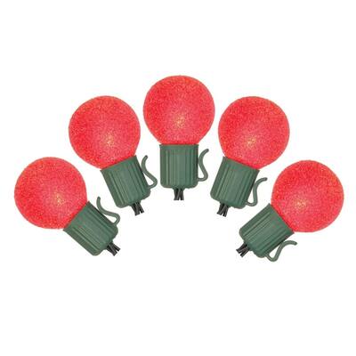 Set of 10 Battery Operated Sugared Red LED G30 Christmas Lights - Green ...
