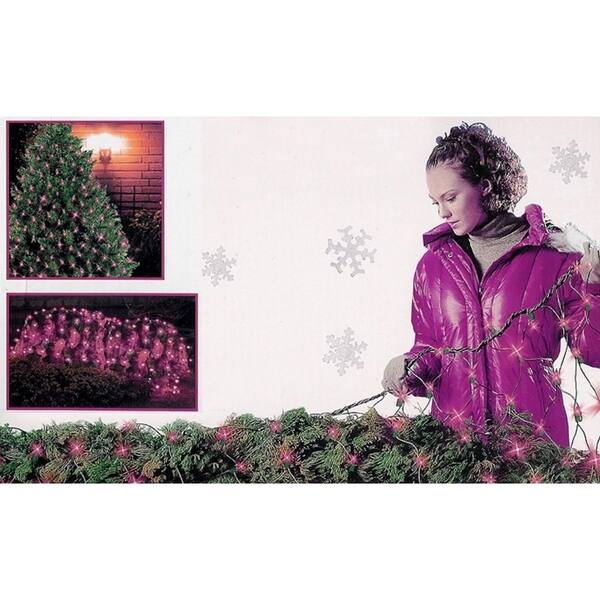 4' x 6' Pink Mini Net Style Christmas Lights - Green Wire - Bed Bath ...
