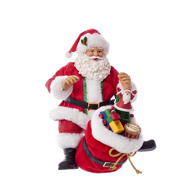 Kurt Adler 8-inch Fabriche Shelf Sitter Santa with Sack of Toys - Bed ...