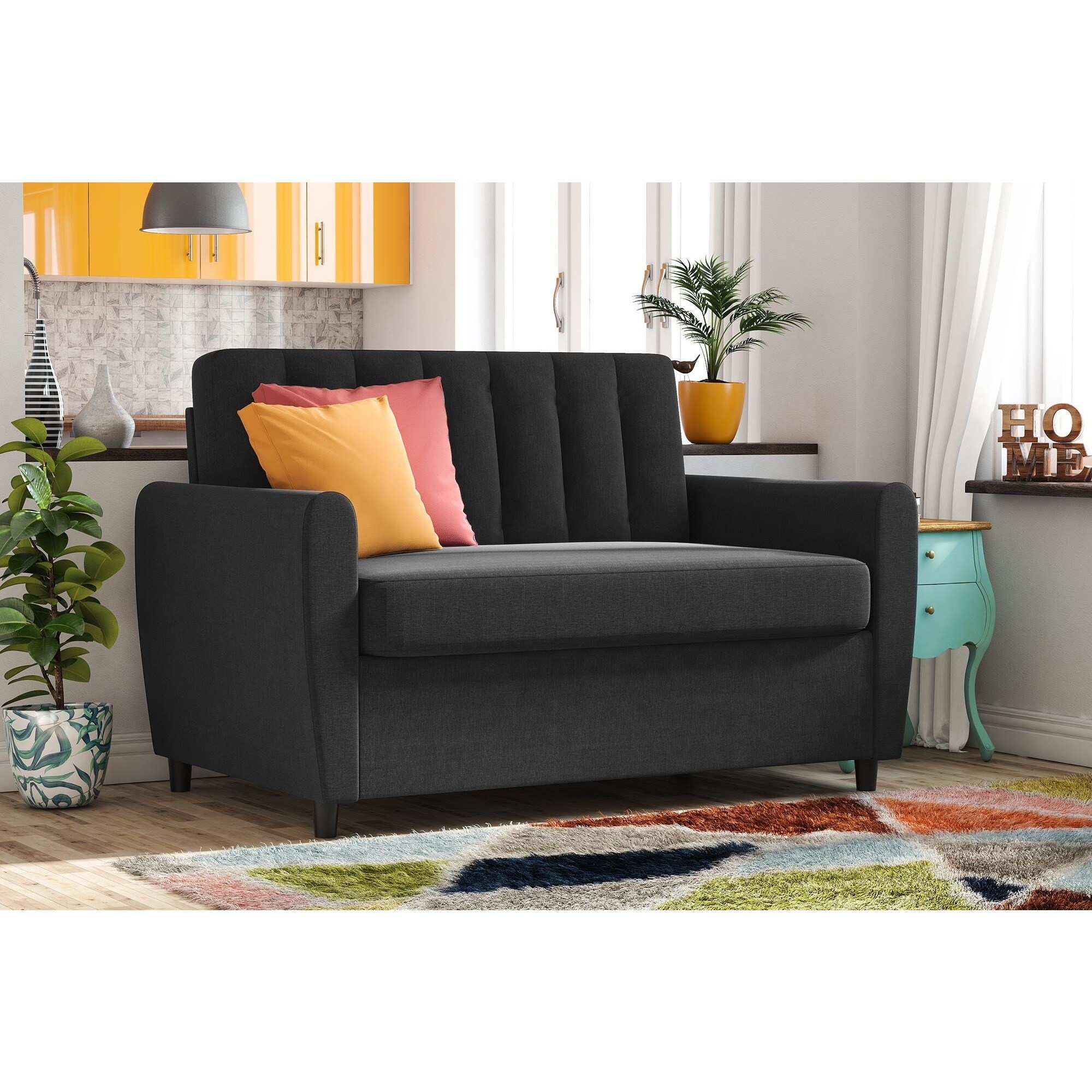 The Novogratz Brittany Loveseat Sleeper Sofa with Memory Foam Mattress Bed Bath Beyond 17351291