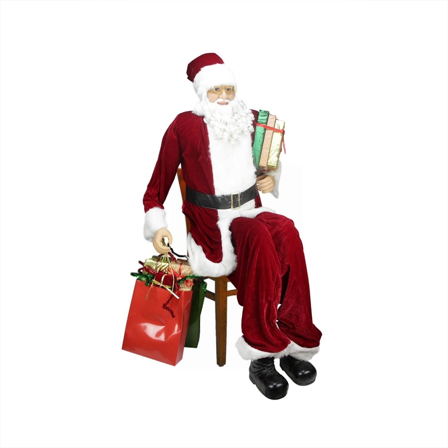 72" Life-Size Plush Santa Claus Standing or Sitting Christmas Figure ...