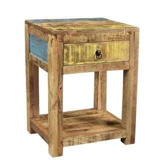 Handmade Suman Solid Mango Wood End Table (India) - 20" x 16" x 26 ...