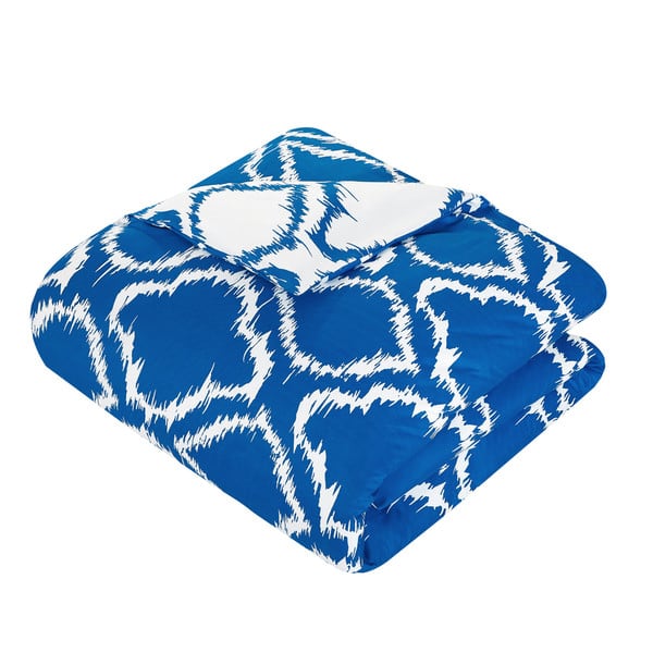 Chic Home Asya 8-Piece Reversible Blue Ikat Duvet Cover and Sheet Set ...