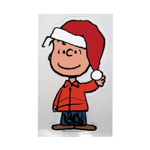 8" Peanuts Linus Wearing Santa Hat Jelz Christmas Window Cling - Bed ...