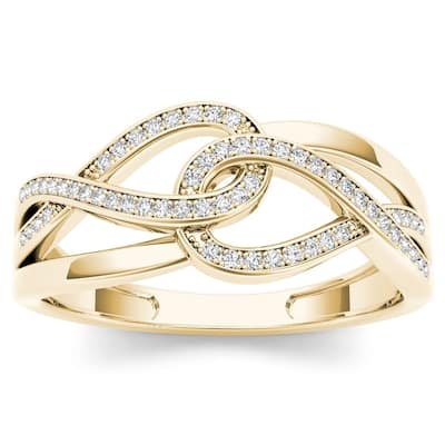De Couer 10k Yellow Gold 1/6ct TDW Diamond Infinity Braided Ring ...