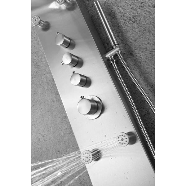 ANZZI Fontan 6-Jet Full Body Shower Panel with Rain Shower in Brushed ...