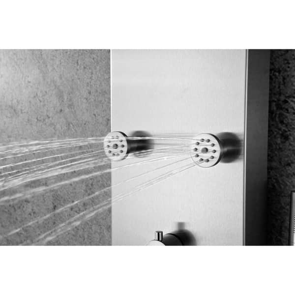 ANZZI Fontan 6-Jet Full Body Shower Panel with Rain Shower in Brushed ...
