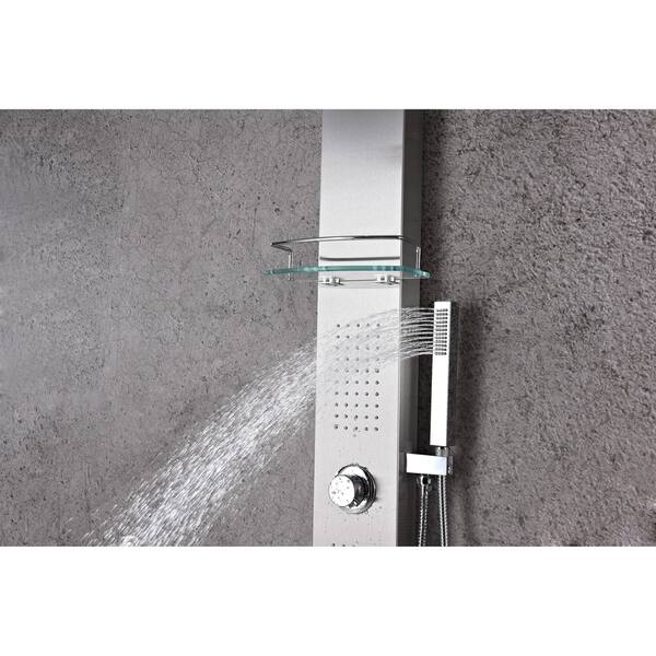 ANZZI Coastal Full Body Shower Panel with Heavy Rain Shower in Brushed ...