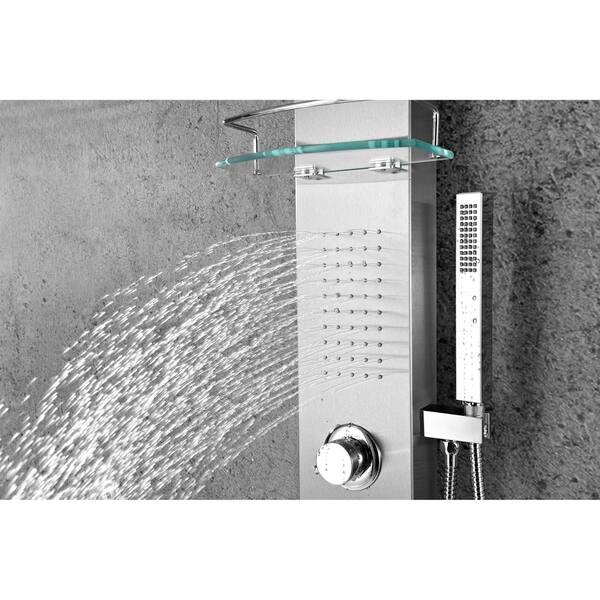 ANZZI Coastal Full Body Shower Panel with Heavy Rain Shower in Brushed ...