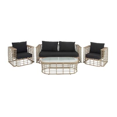 Studio 350 Aluminum PE Wckr Outdoor Set of 4, 70 inches wide, 33 inches ...