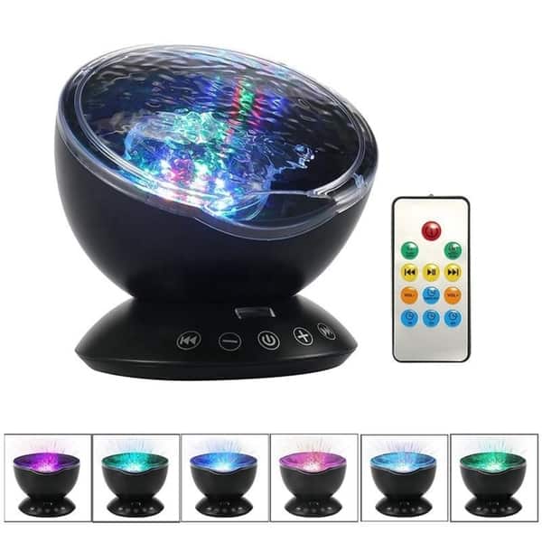 Remote Control Ocean Wave Projector Night Light with Built-in Mini ...