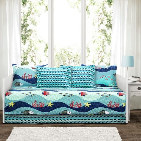 Lush Decor Sealife 6 Piece Daybed Cover Set - Blue - Bed Bath & Beyond ...