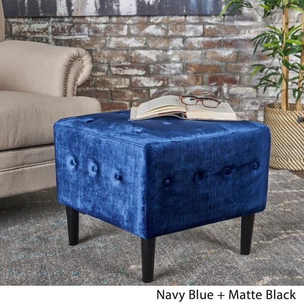Esther Tufted Velvet Square Ottoman Stool by Christopher Knight Home ...