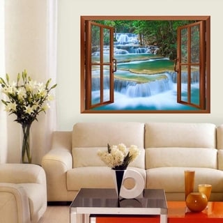 Cascading Waterfalls in Tropical Forest Removable Wall Sticker Inside ...