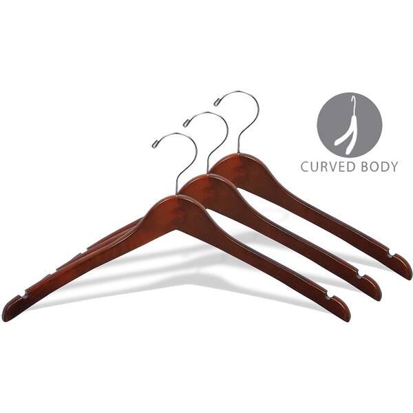 Curved Wooden Top Hanger with Walnut Finish, 1/2 Inch Thick Hangers ...