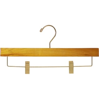 Wooden Bottoms Hanger with Honey Finish and Adjustable Cushion Clips ...