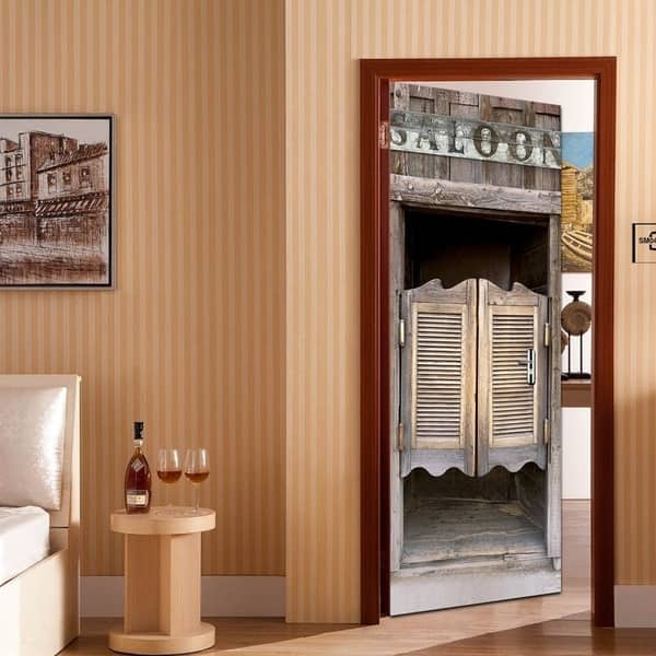 3D Saloon Door Wall Mural Wallpaper Stickers Removable Decals for Home ...