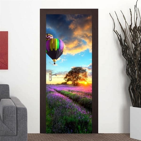 Hot-air Balloon Door Wall Mural Vinyl Stickers Wallpaper for Home ...