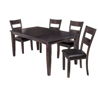 5-Piece Solid Wood Dining Set "Aden", Modern Kitchen Table Set, Dark ...