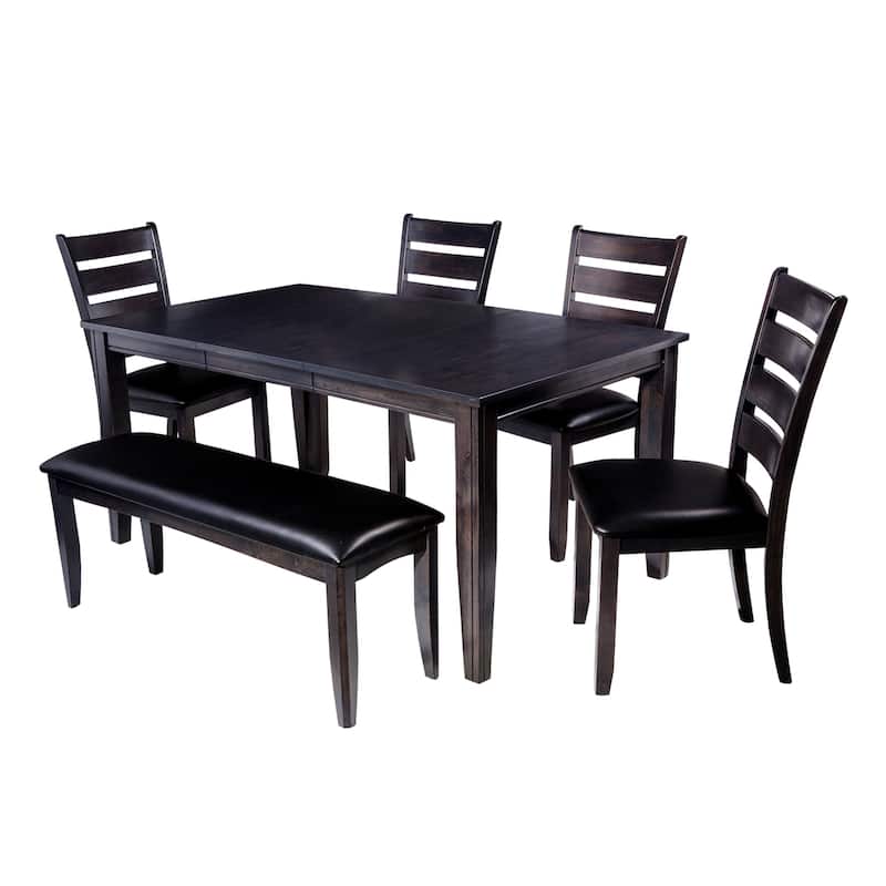 6-Piece Solid Wood Dining Set "Aden", Modern Kitchen Table Set, Dark ...