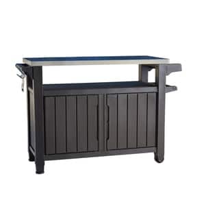 Keter Unity XL Indoor Outdoor Serving Cart Prep Station with Storage ...