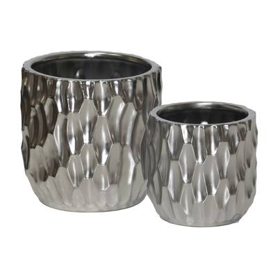 UTC45905 Ceramic Pot Matte Finish Silver - Overstock - 17931603