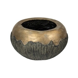 Sagebrook Home-Two Texture Cement Flower Pot Décor, Gold/Brown - Bed ...