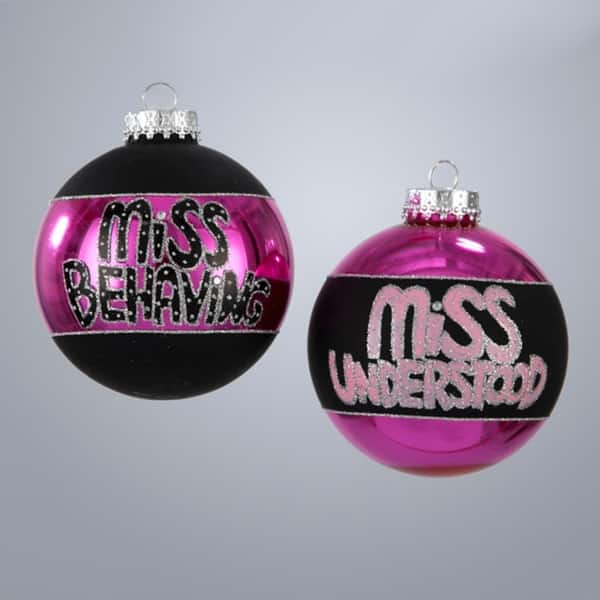 Set of 4 Fashion Avenue Miss Behaving Glass Ball Christmas Ornaments 3. ...