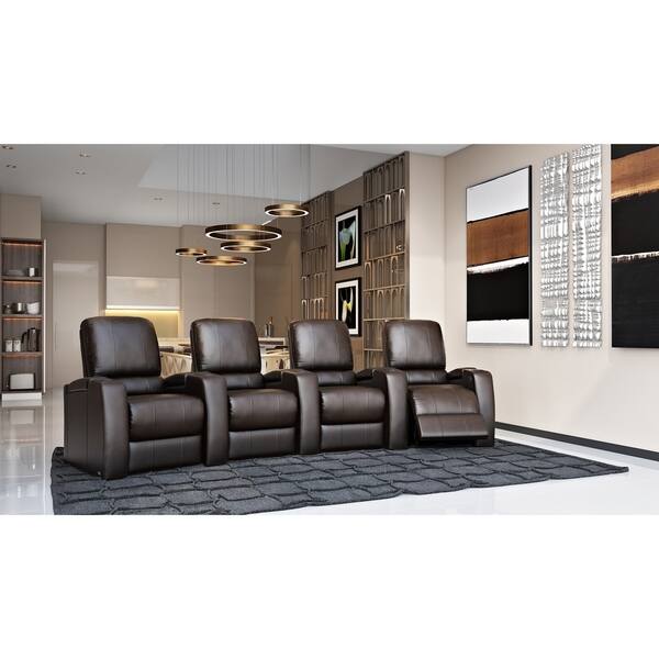Octane Storm XL850 Power Leather Home Theater Seating Set (Row of 4 ...
