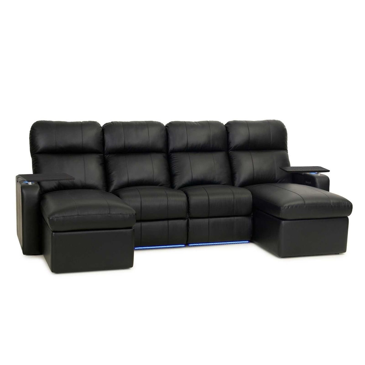 Octane Seating Octane Turbo XL700 Black Leather Power Theater Seating with Reclining Chaise