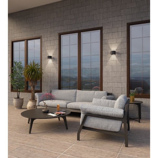 DALS Lighting Indoor/Outdoor Round Directional LED Wall Sconce - Bed ...