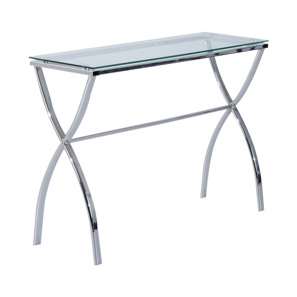 HomCom Modern Glass Console Table For Entryway and Hallway - CHROME ...