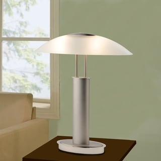 Artiva USA Avalon 18.5" Touch Table Lamp, Canoe Glass Shade, Satin ...