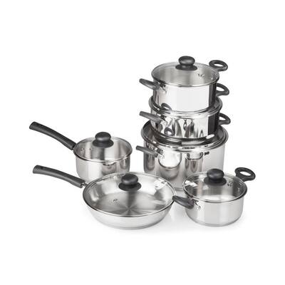 12 Piece Stainless Steel Gourmet Cook's Cookware Set - Overstock - 18003351