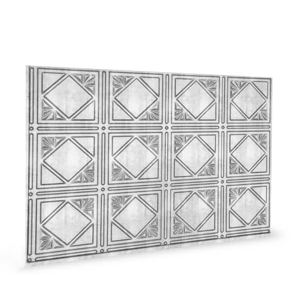 Innovera Decor by Palram Artnouvo Crosshatch Silver 18.5-in. x 24.3-in. Backsplash Panel - 3 sq ...