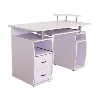 HomCom 48 in Multi Level Computer Desk With Shelves And Keyboard Tray ...
