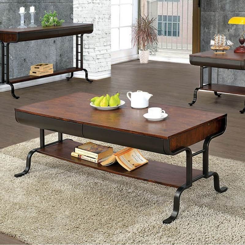 Newbridge Transitional Style Coffee Table, Antique Oak - Overstock ...
