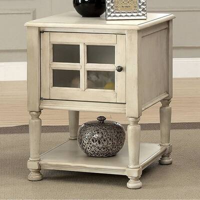 Jaida Vintage Style Side Table, Antique White - Overstock - 18020833